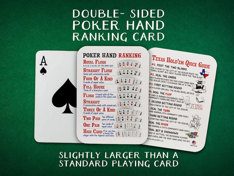 5 Poker Hand Ranking Cards & 1 Pocket Poker Guide - Etsy