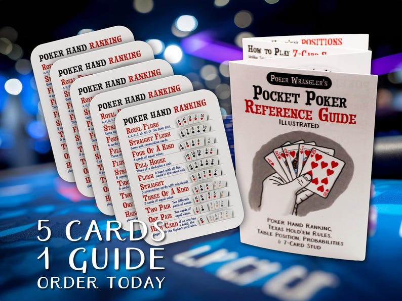 5 Poker Hand Ranking Cards & 1 Pocket Poker Guide - Etsy
