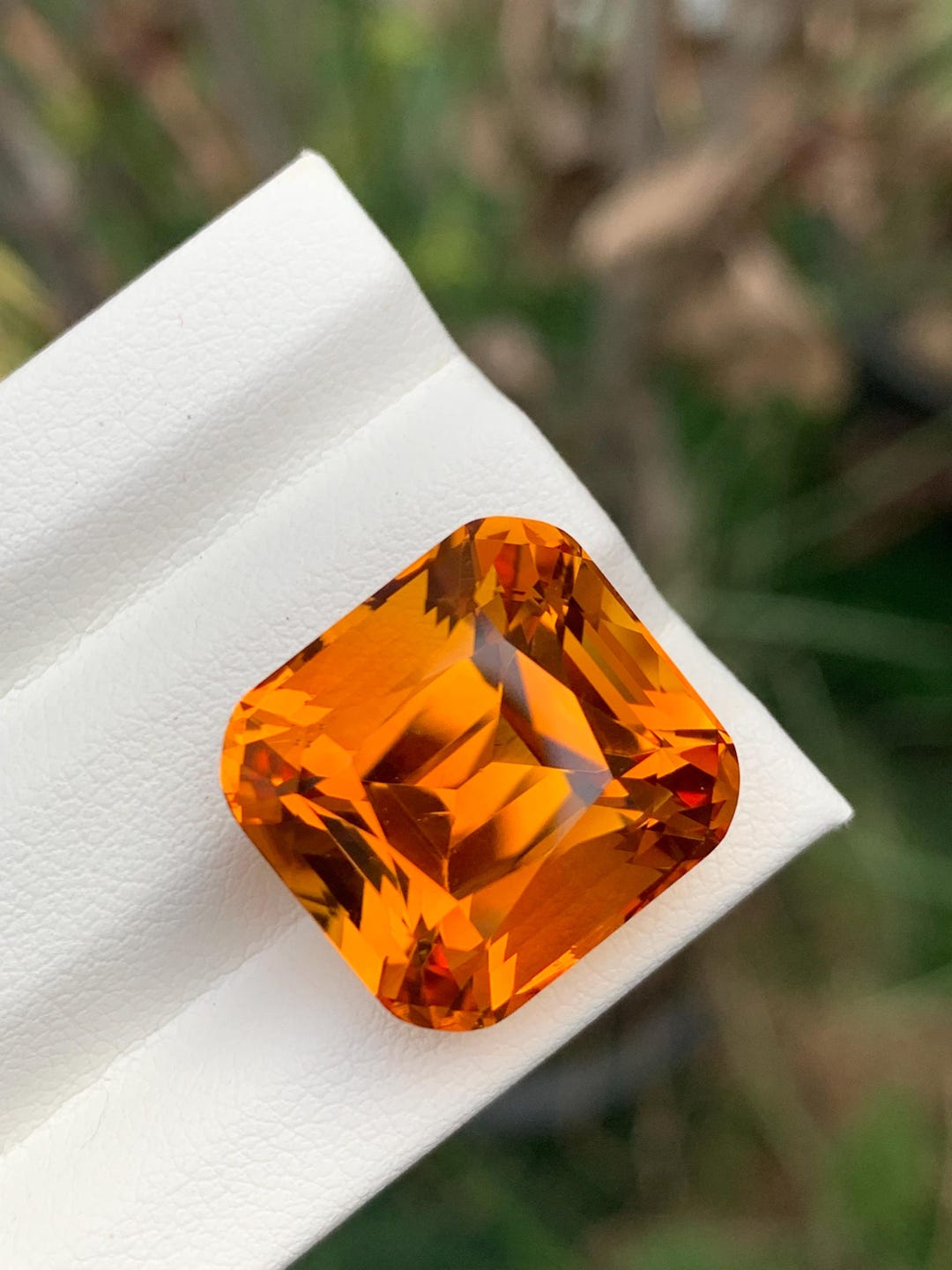 19.10 Carat Natural Mandarin Citrine – Radiant Cushion Cut Gemstone - Etsy