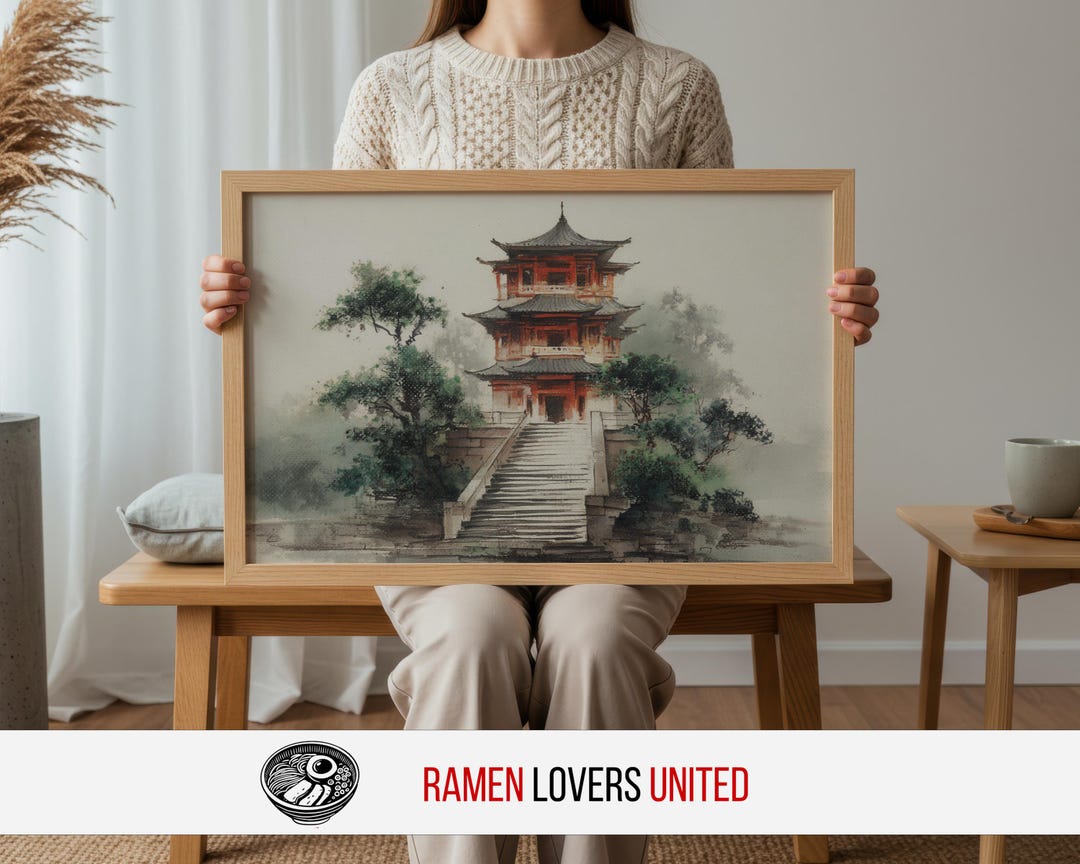 Traditional Chinese Ink Wash Painting - Haidai Tower Art, Printable ...
