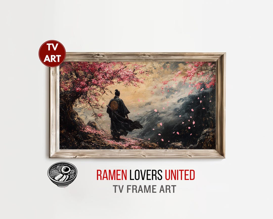 Rustic Samurai Landscape Frame TV Art, Vintage Japanese Scene, Artistic ...