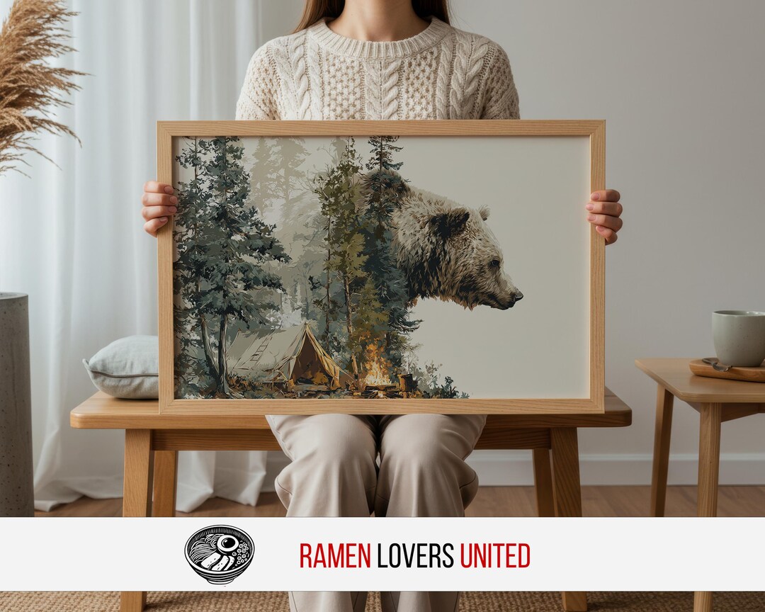 Rustic Grizzly Bear Printable Watercolor - Moody Woodland Art ...