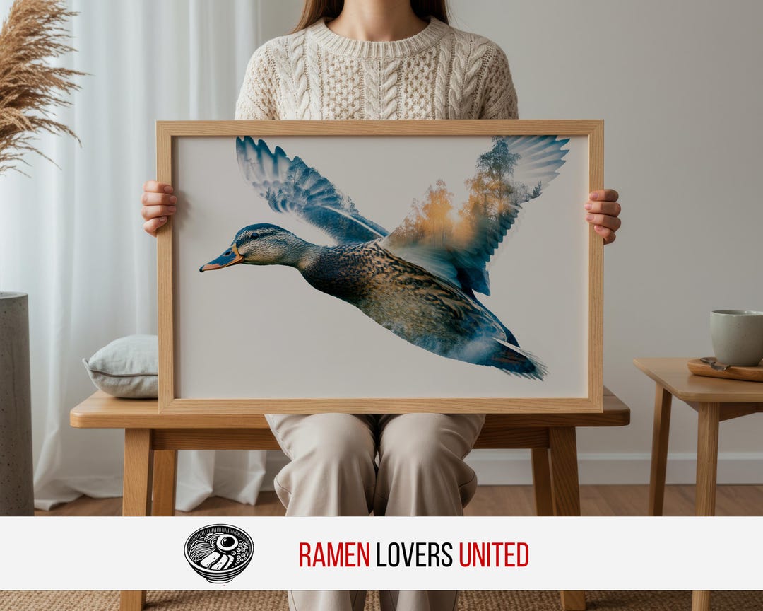Rustic Mallard Duck Watercolor - Nature Inspired Wall Art, Double ...