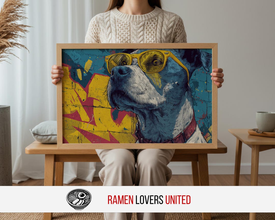 Graffiti Dog Art Print - Vibrant Urban Street Art, Colorful Abstract ...