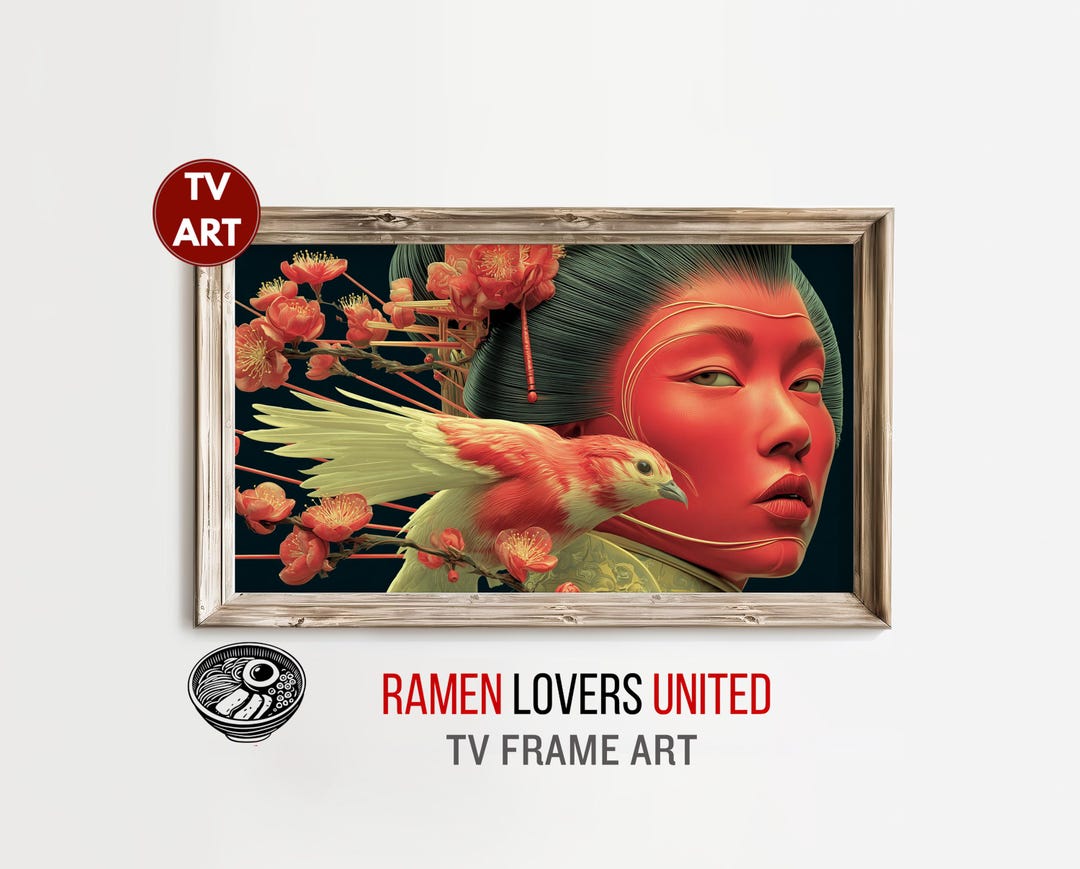 Geisha & Bird Samsung Frame TV Art, Oriental Wall Decor (digital ...