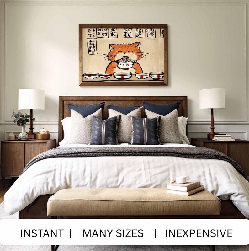 Printable Cat Ramen Wall Art Set of 12, Funny Kitchen Prints, Cute ...