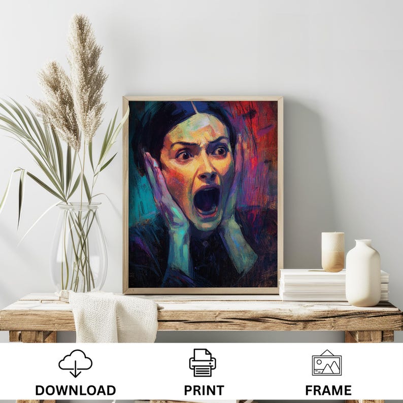 Expressive Emotions Wall Art - Printable Colorful Portrait, Dynamic ...