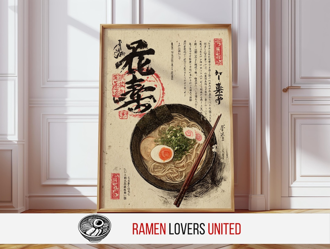Vintage Japanese Ramen Poster - Printable Kitchen Wall Art, Retro Asian ...