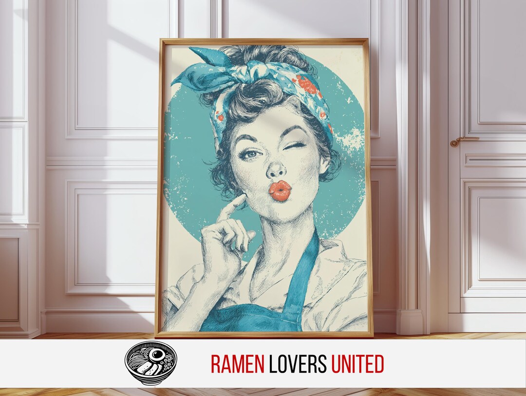Vintage Style Woman Winking Cooking Art - Printable Retro Kitchen Decor ...