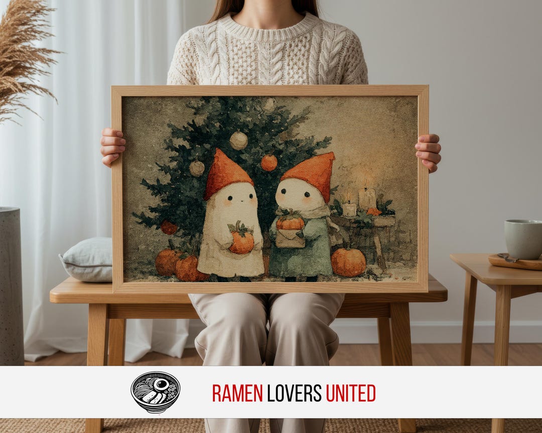 Holiday Ghosts in Hats Painting - Printable Christmas Wall Art ...