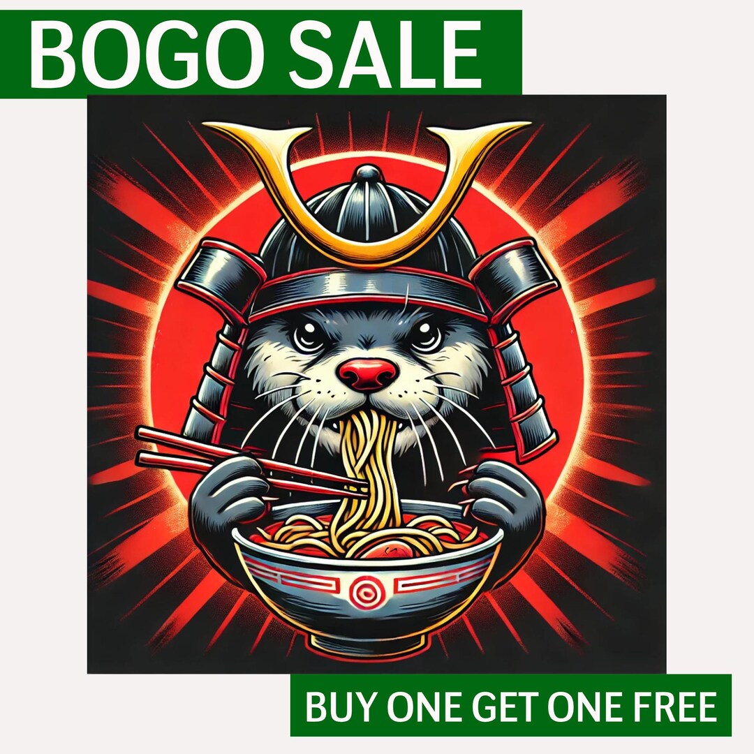 040 - Samurai Otter Ramen Wall Art – Cute Warrior Animal Print – Funny ...