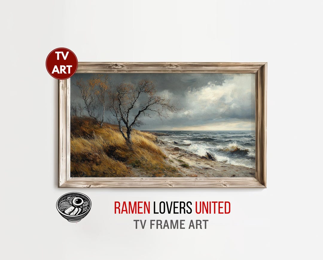 Stormy Landscape Frame TV Art, Ocean View TV Art, Vintage Coastal Decor ...
