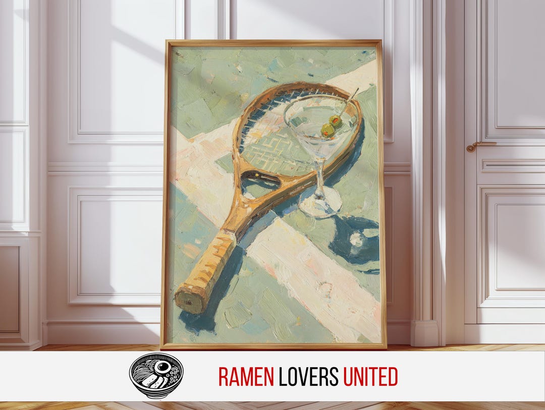Vintage Tennis Racket Printable Wall Art - Rustic Sports Decor, Retro ...