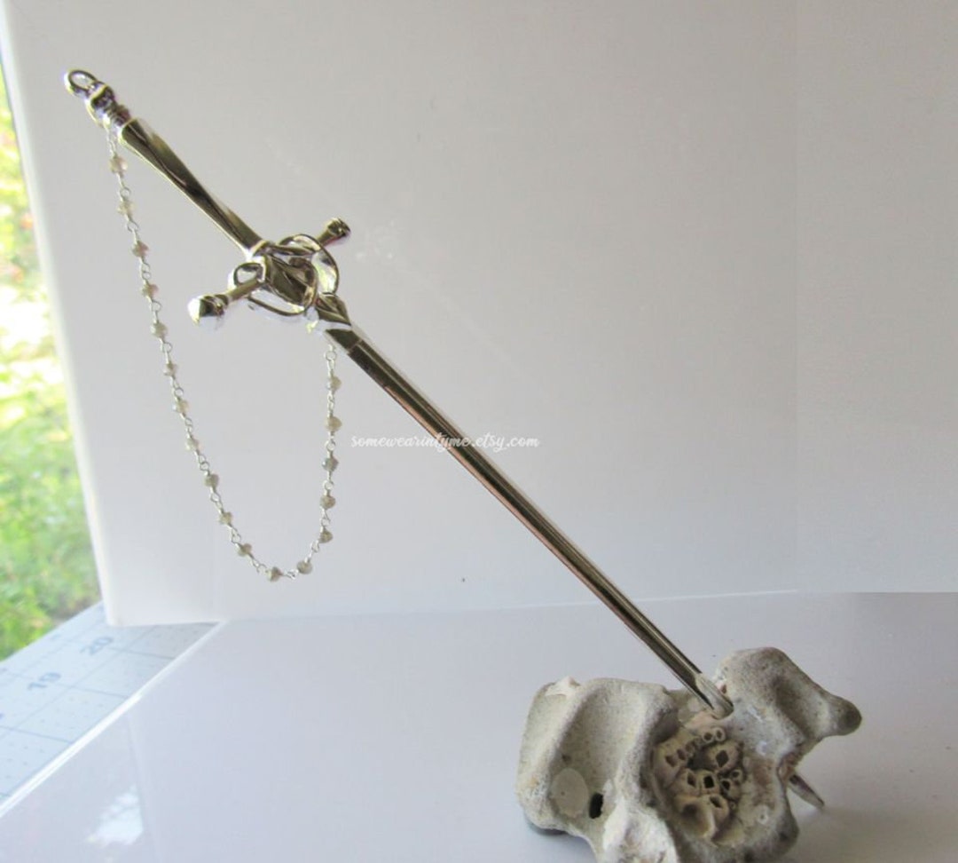 Silver Warrior Hair Pin - Gothic Sword, Dagger Hair Stick, Women ...