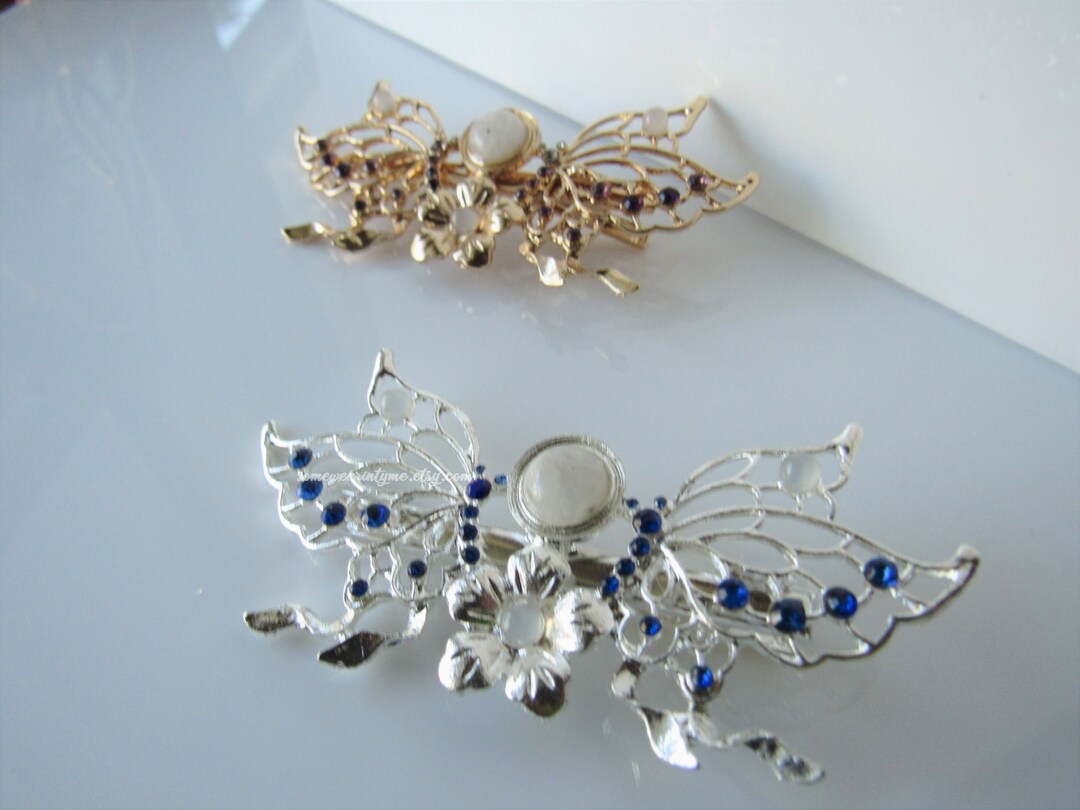 Butterfly Wing Hair Clip Rhinestone Hair Barrette, Moonstone Gemstone ...
