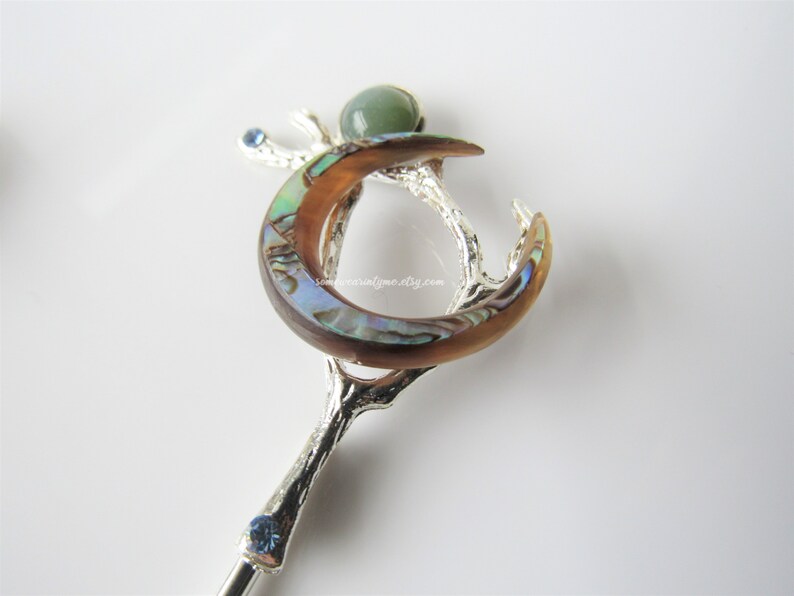 Crescent Moon Hair Stick Abalone Shell Hair Pin Hair Stick - Etsy
