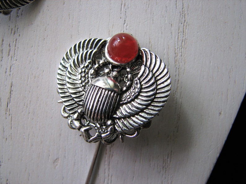 Scarab beetle pin silver brooch insect stick pin vintage | Etsy