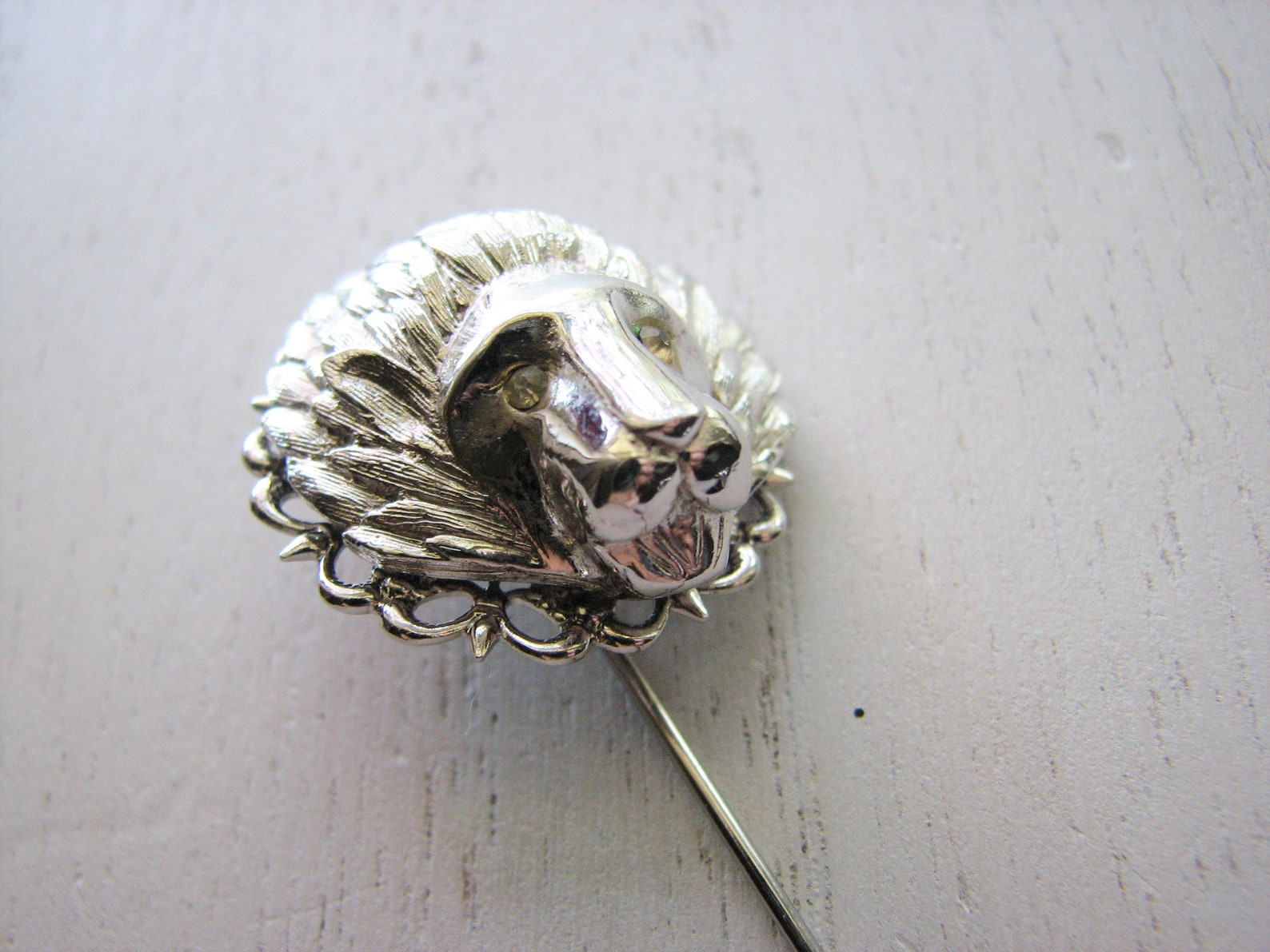 Lion lapel pin silver stick pin animal brooch suit jacket | Etsy