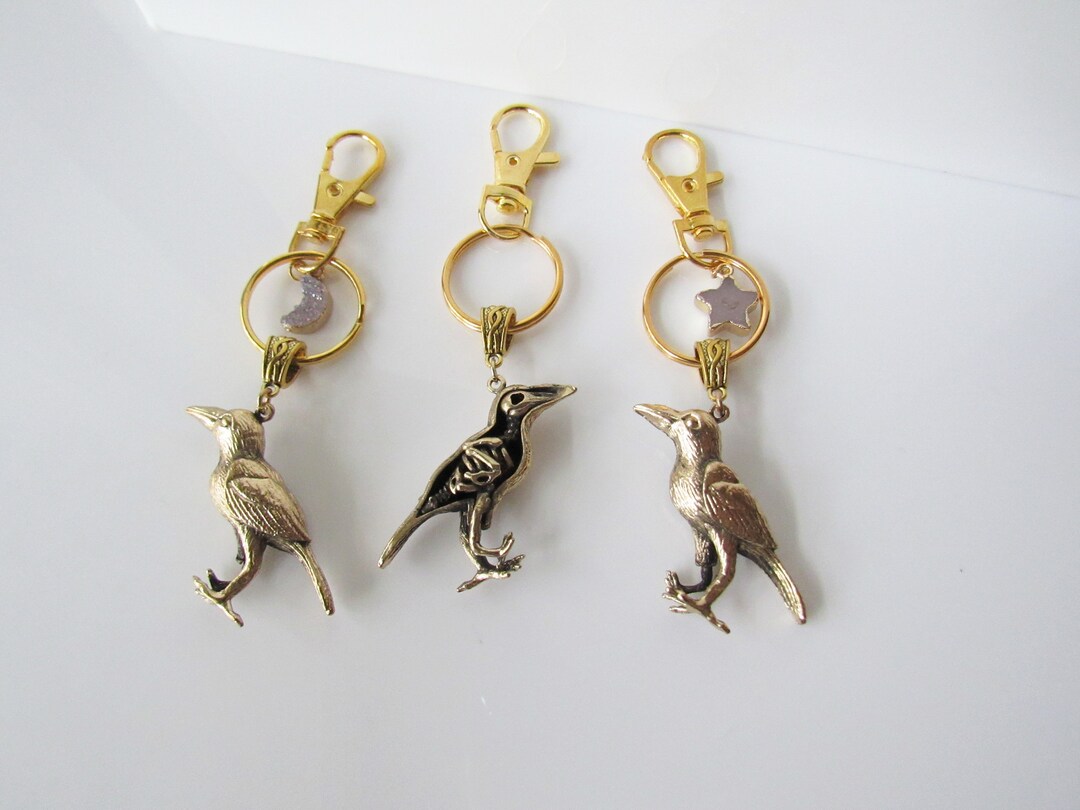 Raven Key Chain Double Sided Keyring Crow Anatomical - Etsy