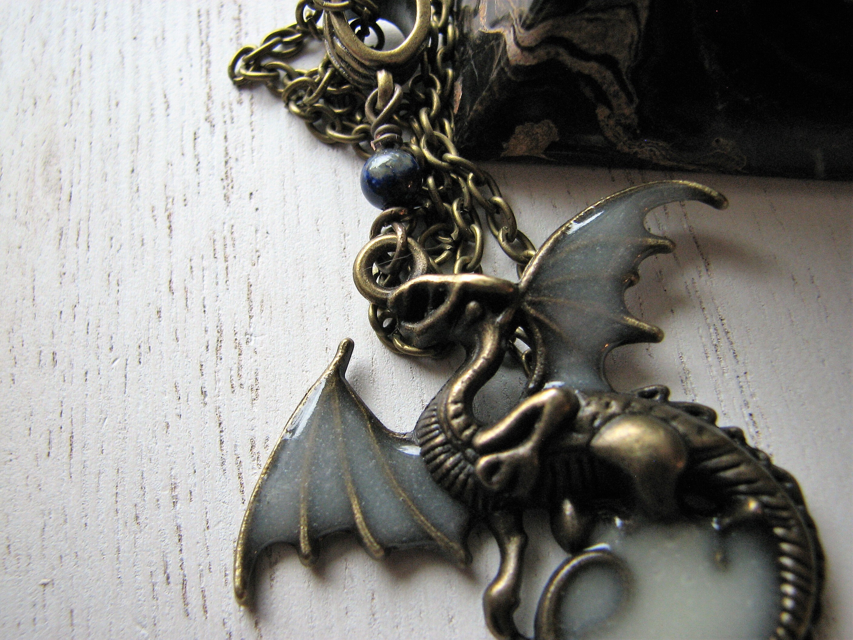 Dragon necklace for women lapis lazuli gemstone fantasy | Etsy