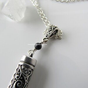 Crystal Point Necklace Silver Tube Pendant Scrolled - Etsy