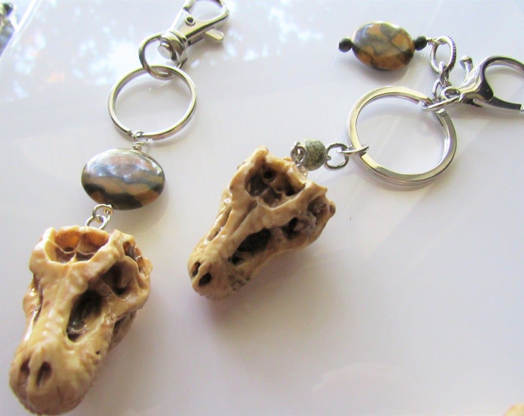Dinosaur Key Chain - Resin Keyring, Gemstone, Trex Gifts, Dinosaur Gift ...