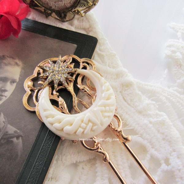 Moon Hair Pin - Etsy