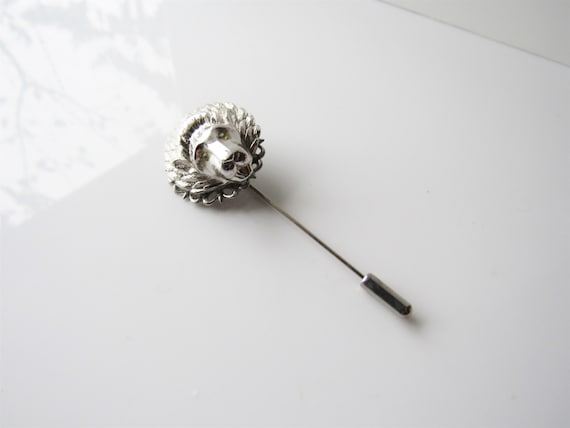 Lion Lapel Pin Silver Stick Pin Animal Brooch Suit Jacket | Etsy