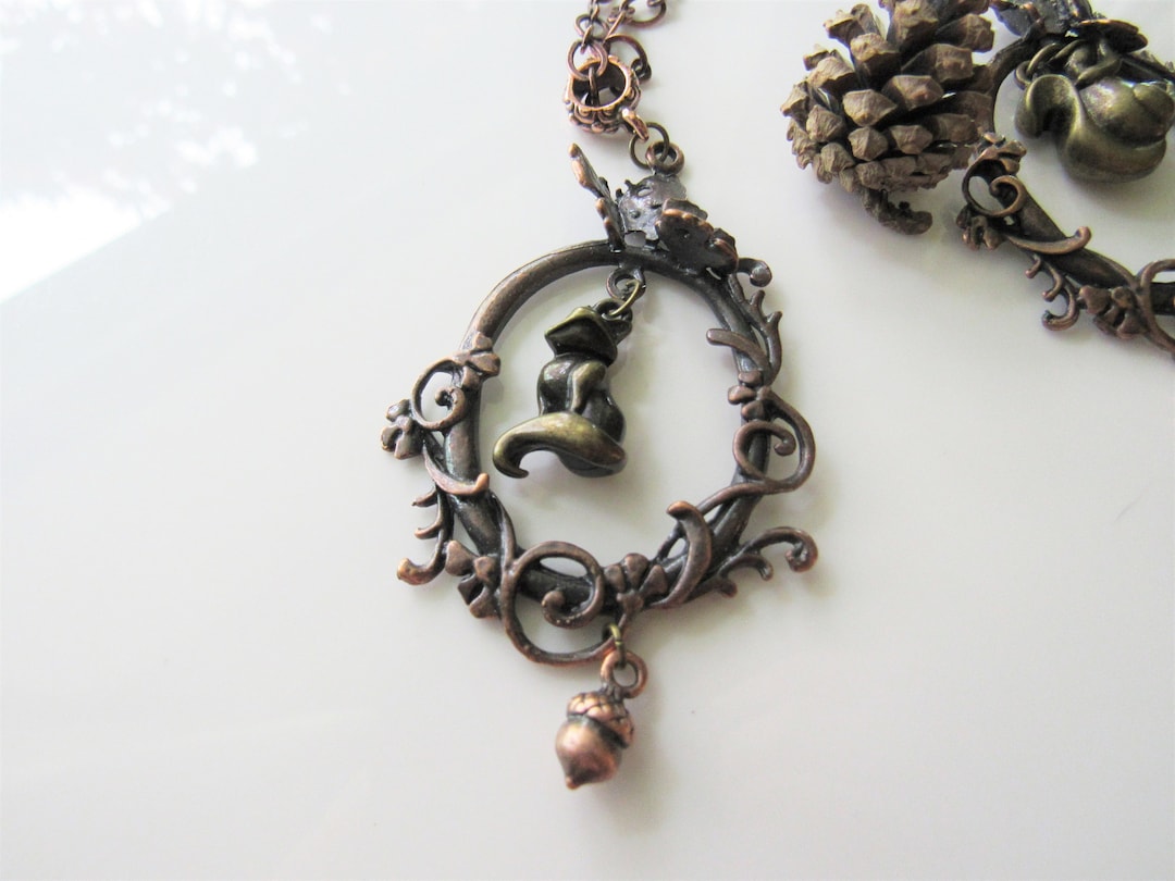 Woodland Animals Necklace - Cottage Core, Fox Pendant, Squirrel ...