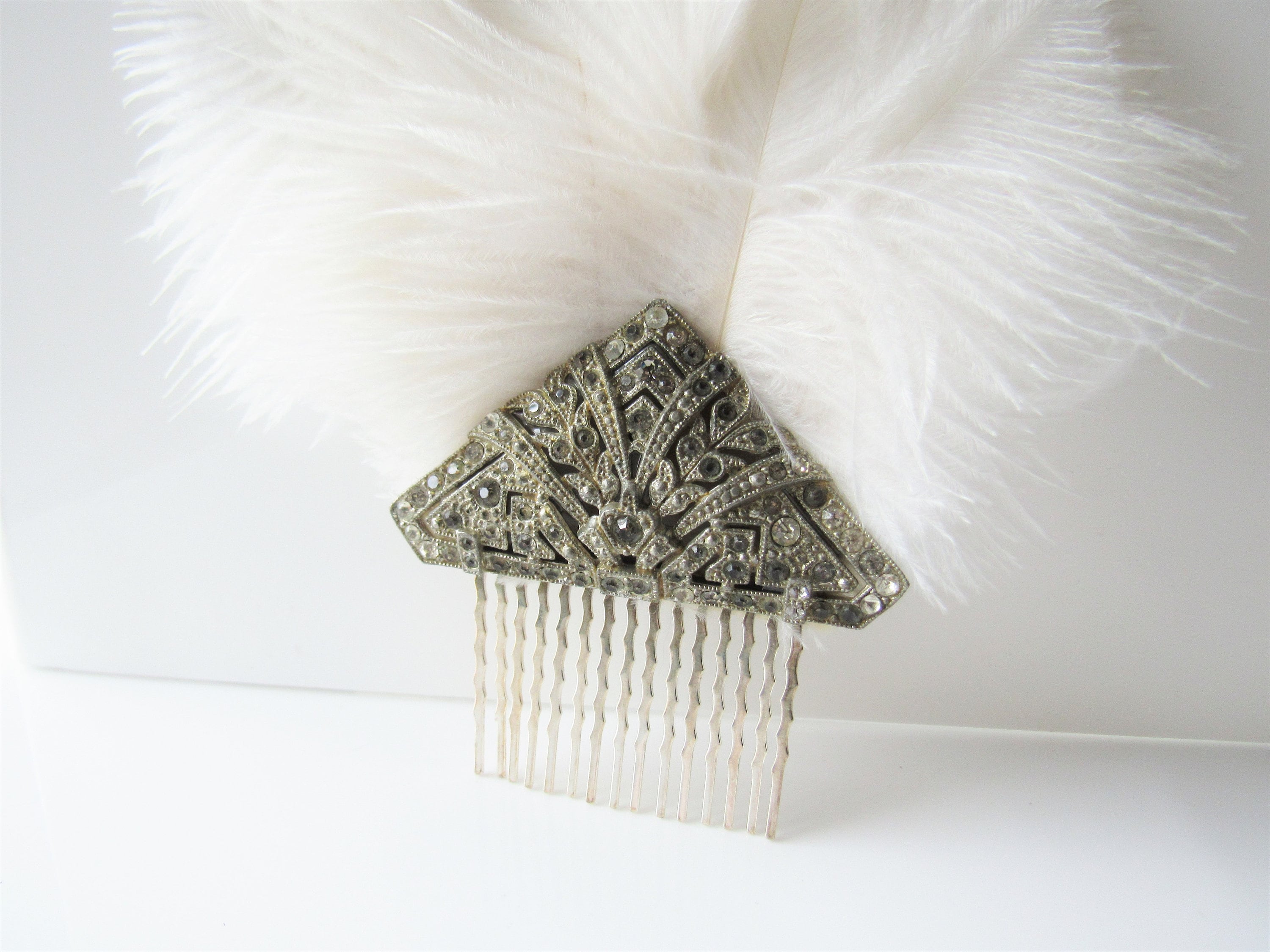 Art Deco Hair Comb 1920s Vintage Hair Piece Rhinestone | Etsy