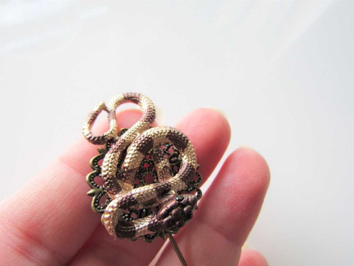 Snake lapel pin serpent stick pin brooch pin animal women | Etsy