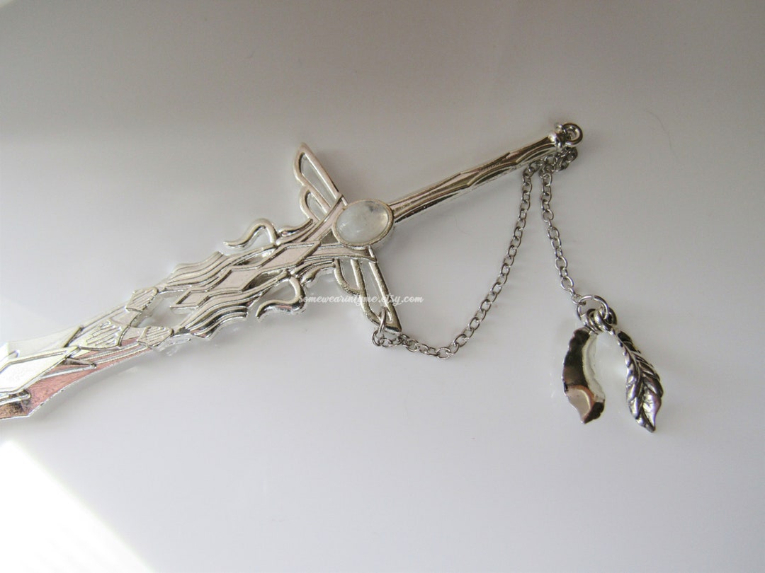 Warrior Hair Pin - Gothic Sword, Dagger Hair Stick, Gemstone Hair Chain ...