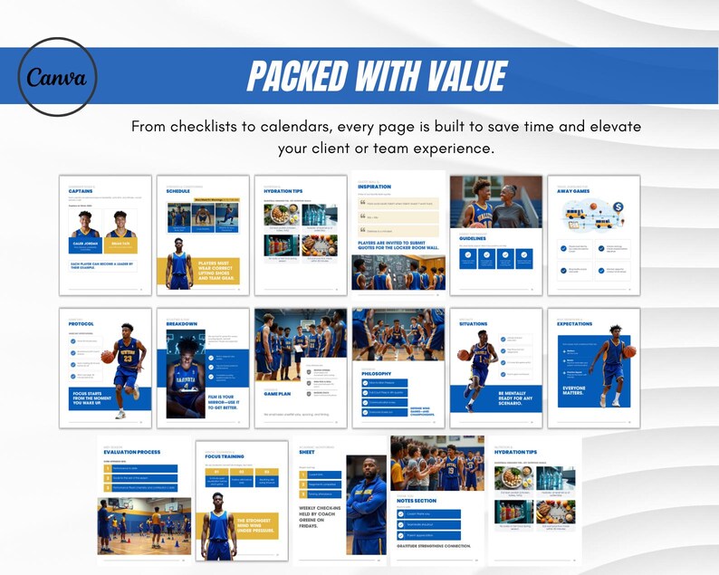 Basketball Team Welcome Packet Canva Template | 50-page Coach Handbook ...