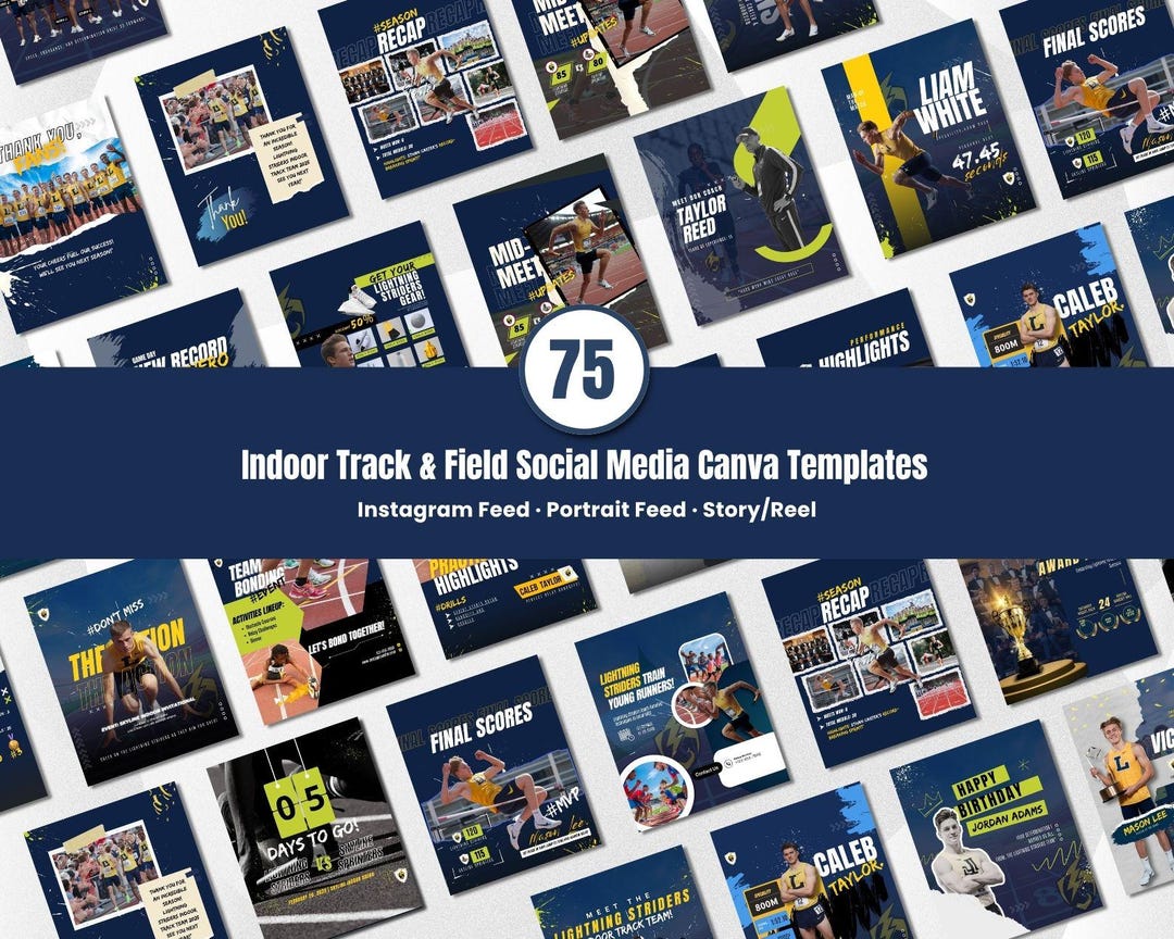 Indoor Track and Field Social Media Template Bundle Editable in Canva ...
