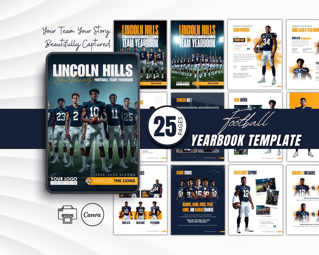 End of Season Football Memory Book Template Editable in Canva for High ...