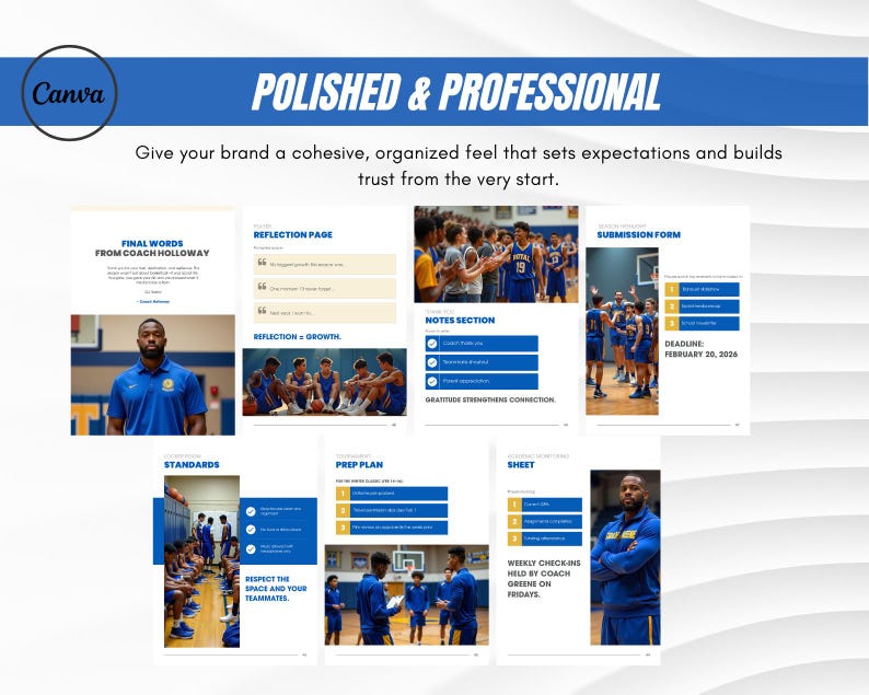 Basketball Team Welcome Packet Canva Template | 50-page Coach Handbook ...