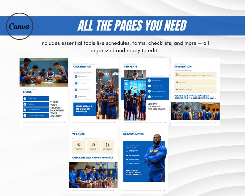 Basketball Team Welcome Packet Canva Template | 50-page Coach Handbook ...