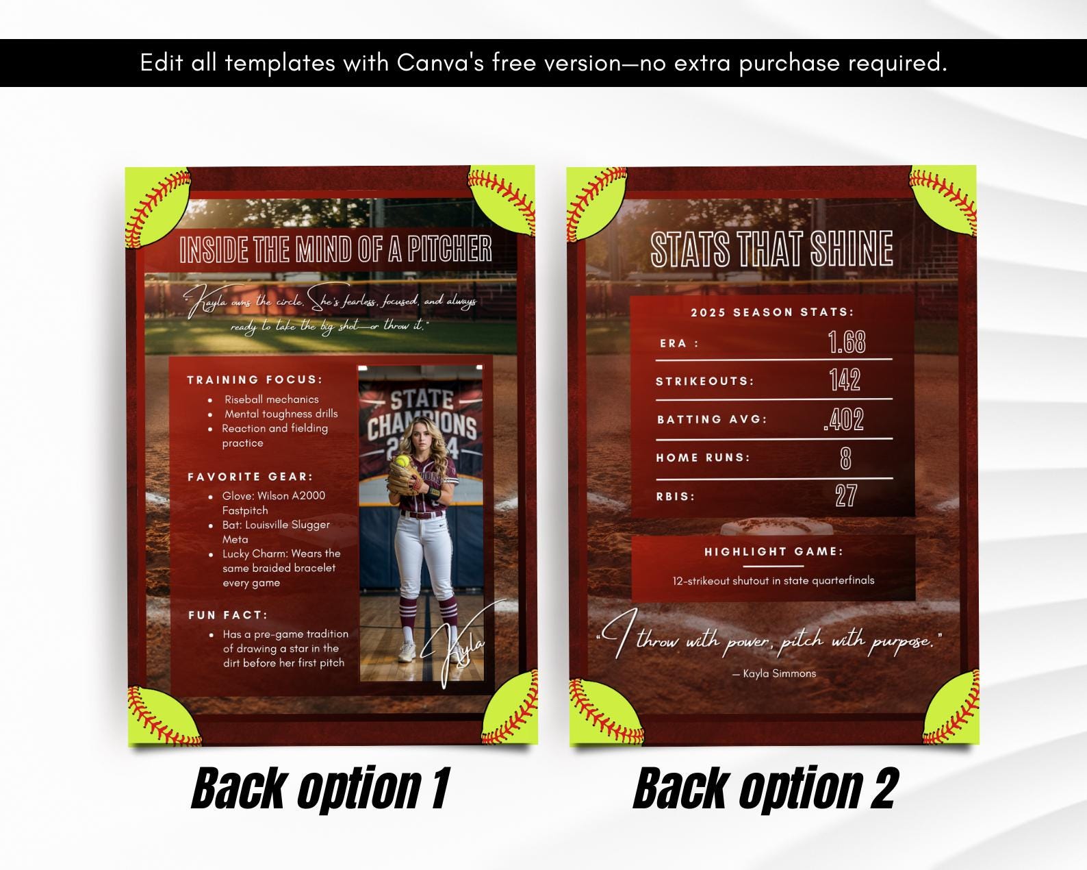 Softball Trading Card Template | Editable Trading Card | Canva ...