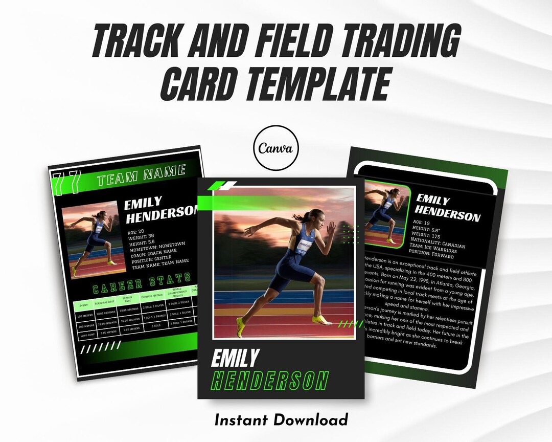 Track and Field Trading Card Template | Editable Sports Trading Card ...