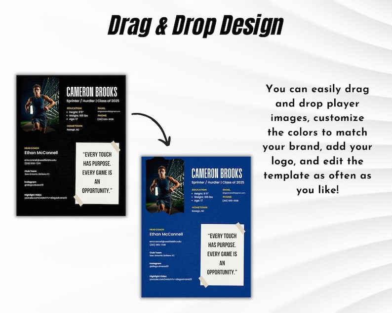 Track and Field Athlete Profile Template Editable in Canva 3 Page ...