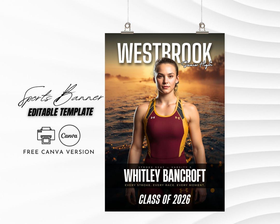 Rowing Sports Banner Editable in Canva Printable Team Banner Custom ...