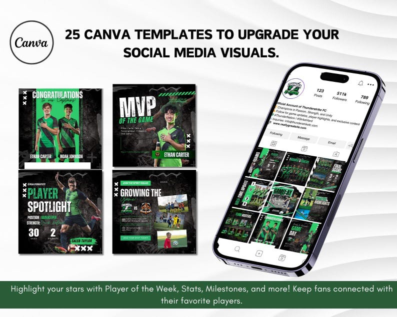 25 Boys’ Soccer Social Media Templates | Game Day, Player Stats, Match ...