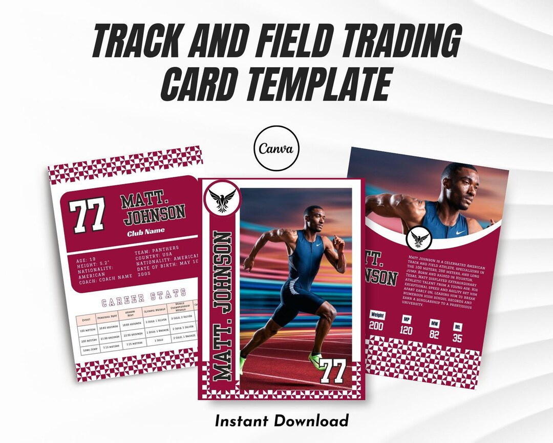Track and Field Trading Card Template | Editable Trading Card | Canva ...