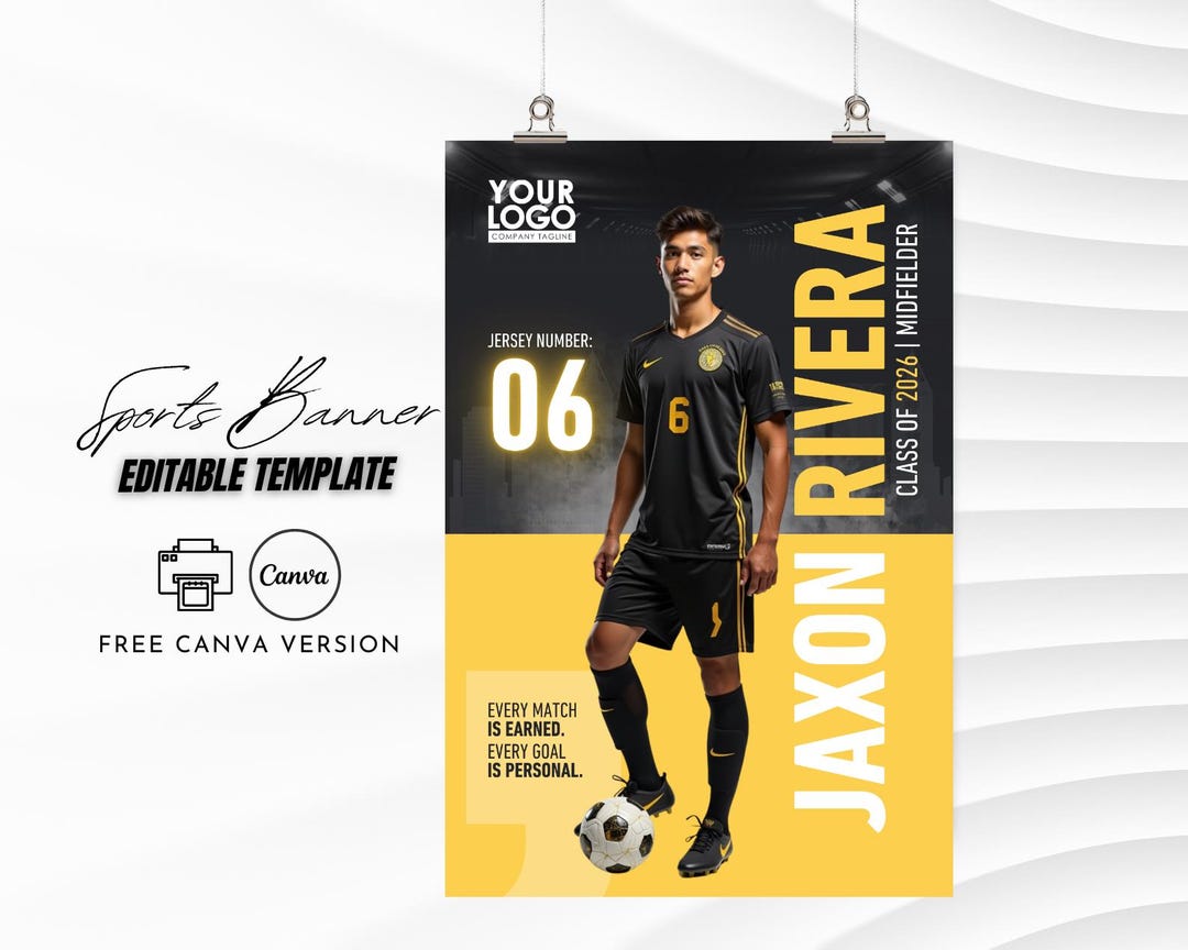 Soccer Sports Banner Editable in Canva Printable Team Banner Custom ...