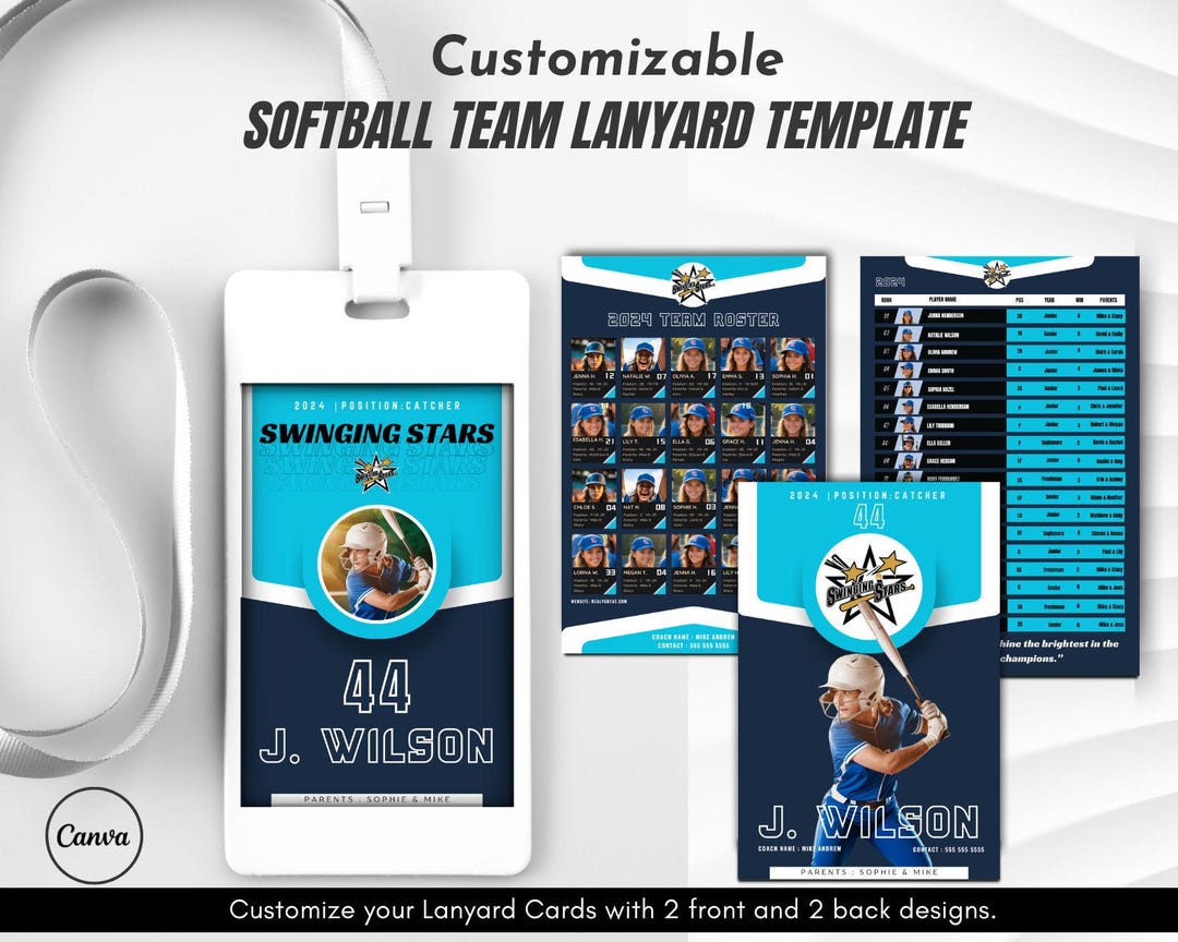 Softball Lanyard Template | Editable ID Badge | Sports Event Pass ...