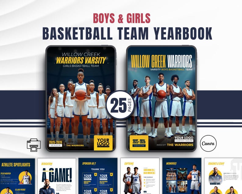 End of Season Basketball Memory Book Template Editable in Canva for ...