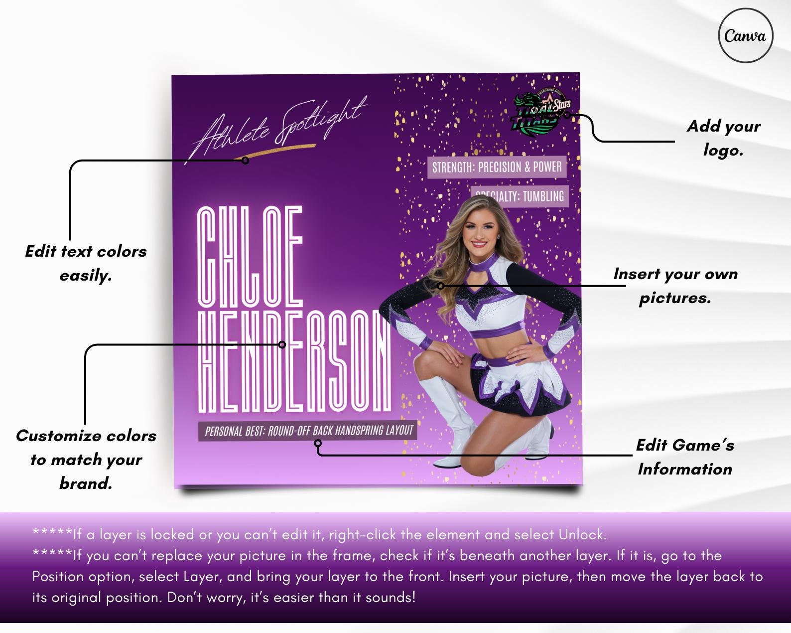 Cheerleading Social Media Template Bundle Editable in Canva Game Day ...