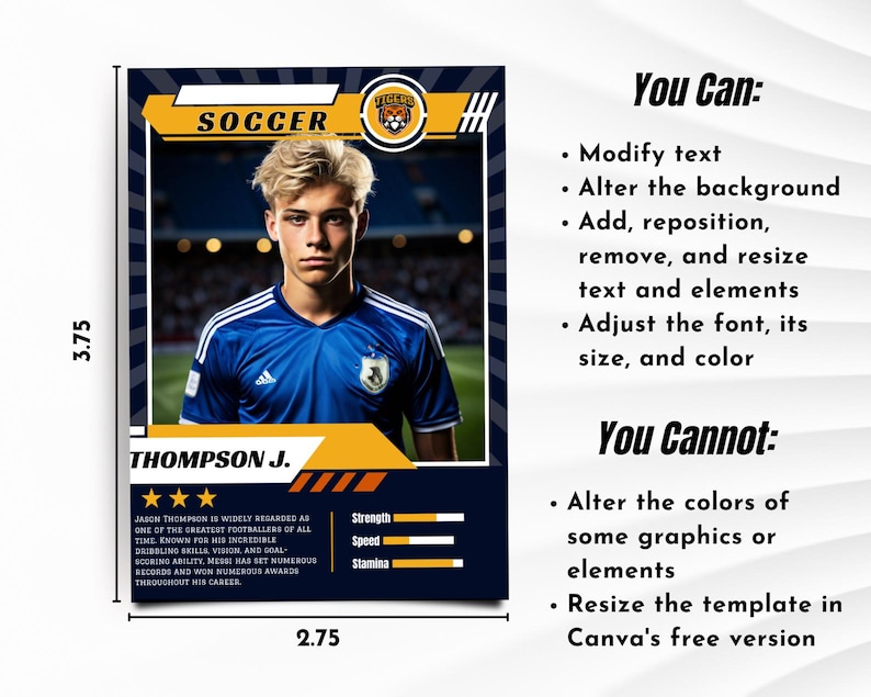 Soccer Trading Card Template | Editable Trading Card | Canva Printable ...