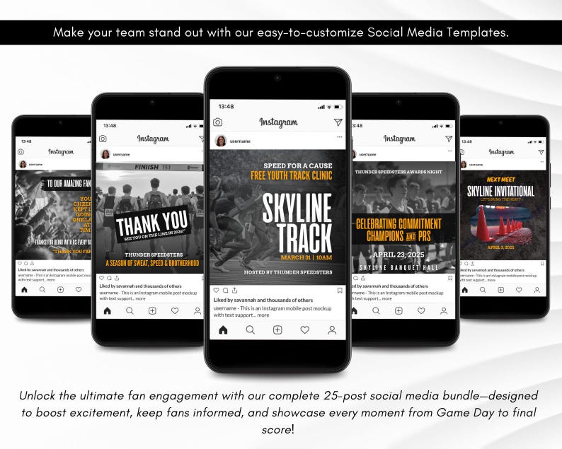 Track and Field Social Media Template Bundle Editable Canva Meet Day ...