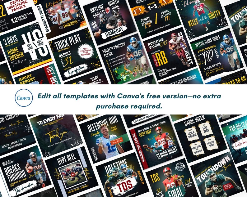 25 Boys' American Football Social Media Templates | Game Day, Player ...